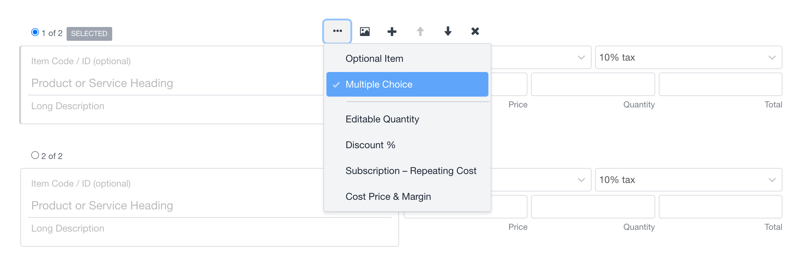 Multiple Choice Optional Items And Editable Quantities Quotient Multiple Choice Optional Items And Editable Quantities Quotient